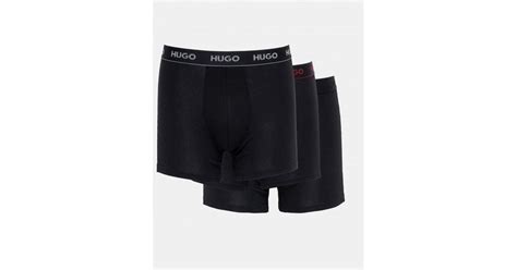 Hugo Three Pack Of Stretch Cotton Boxer Briefs With Logos In Blue For
