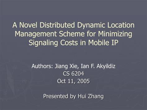 Ppt A Novel Distributed Dynamic Location Management Scheme For Minimizing Signaling Costs In