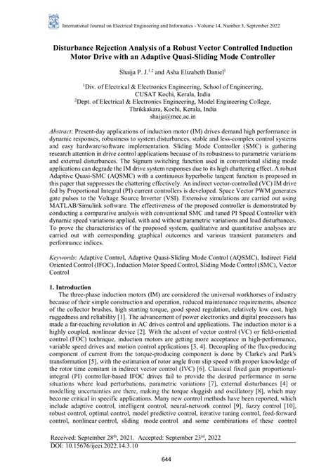 Pdf Disturbance Rejection Analysis Of A Robust Vector Controlled