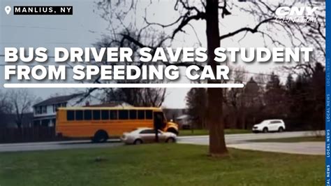 Bus Driver Saves Student From Being Hit By Car Speeding Past Stopped