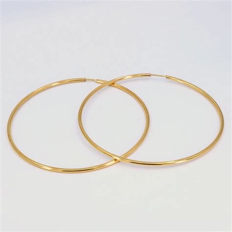 Cercei Mari Rotunzi Creole Placati Cu Aur Galben 18k C3445