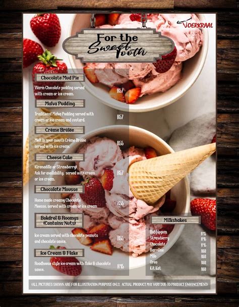 Menu At Voerkraal Restaurant Klerksdorp Klerksdorp