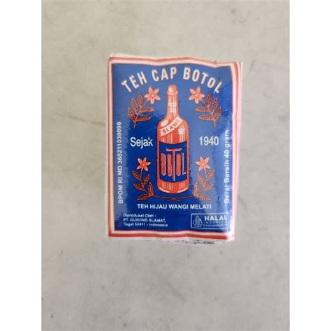 Jual Teh Cap Botol Biru Teh Hijau Melati 40 Gram Shopee Indonesia