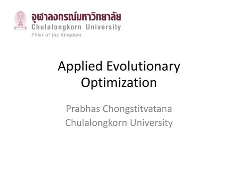 Ppt Applied Evolutionary Optimization Powerpoint Presentation Free Download Id1977490