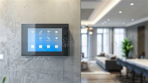A Modern Control Panel Mounted On A Wall In A Smart Home Displays Various Home Automation