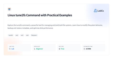 linux tune2fs command with practical examples labex