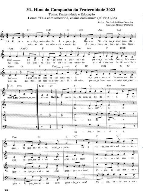 Hino Campanha Da Fraternidade 2022 Pdf Amor Crença E Doutrina