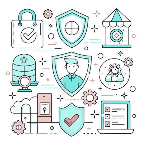 security system with various elements like a person a shield a check
