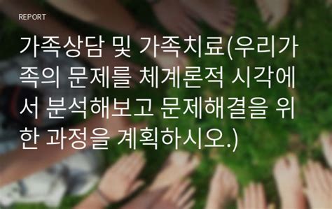 가족상담 및 가족치료우리가족의 문제를 체계론적 시각에서 분석해보고 문제해결을 위한 과정을 계획하시오 레포트