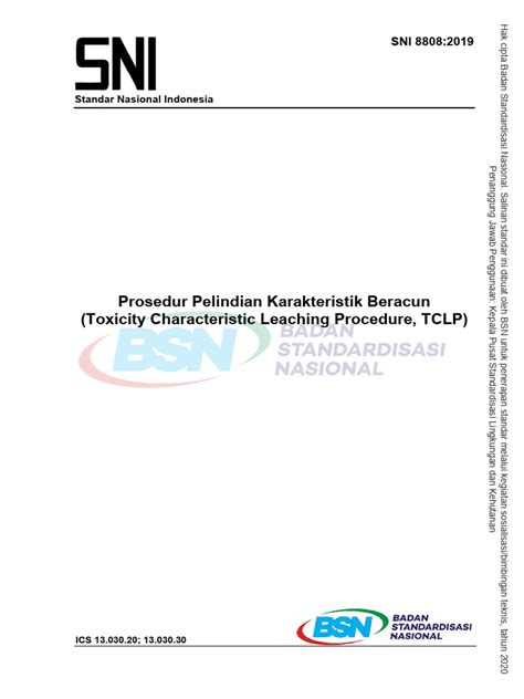 Sni 8808 2019 Ekstraksi Tclp Pdf