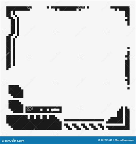 Pixelated Cyberpunk Hud Interface Frame Album Cover Template Stock