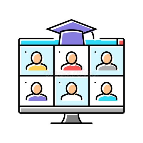 Virtual Classroom Online Learning Platform Color Icon Vector