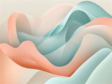 Flowing Liquid Like Waves In Pastel Peach And Turquoise The Serene And Fluid Movement Stock