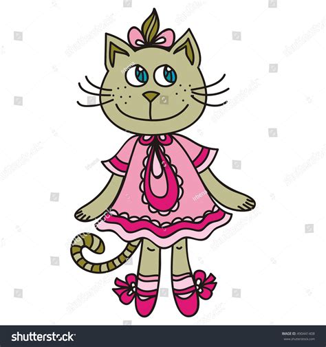 Cute Cartoon Cat Girl Vector Illustration Stock Vector Royalty Free