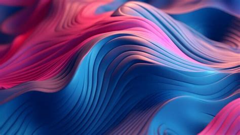 Premium Ai Image Closeup Abstract Pink And Blue Volumetric Wavy Background Neural Network