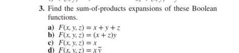 Solved 3 Find The Sum Of Products Expansions Of These