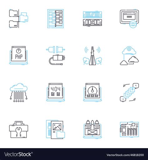 Digital Intelligence Linear Icons Set Analytics Vector Image