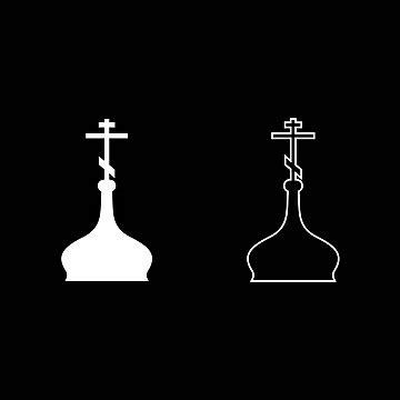 Vector Illustration Of A Simple Orthodox Church Cupola Icon In Black