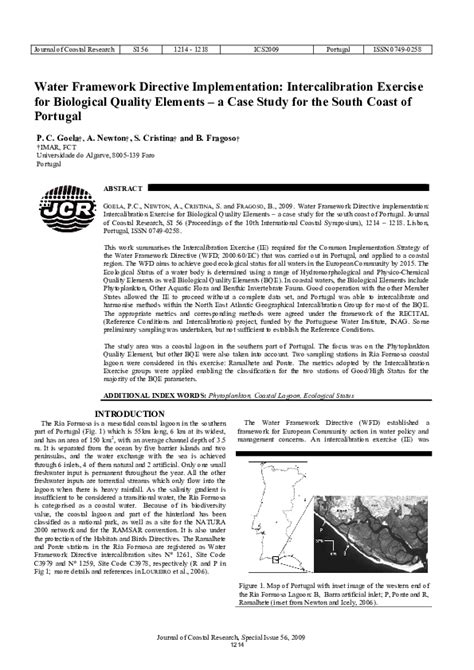 Pdf Water Framework Directive Implementation Intercalibration Exercise For Biological Quality