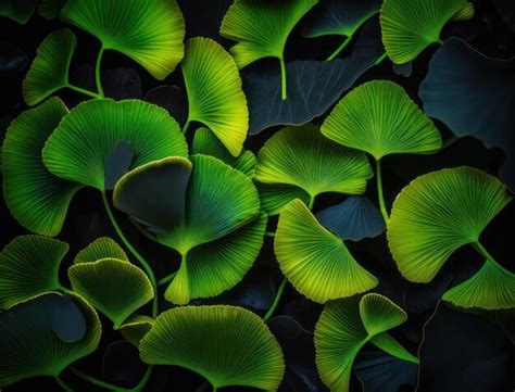 Premium Ai Image Ginkgo Biloba Green Leaves Background Created With