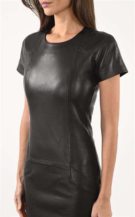 Robe Cuir Agneau Noire La Canadienne La Canadienne Robes Jupes