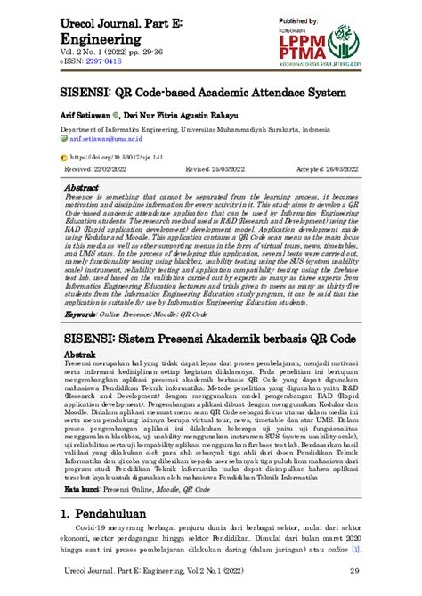 Pdf Sisensi Qr Code Based Academic Attendace System Dwi Rahayu