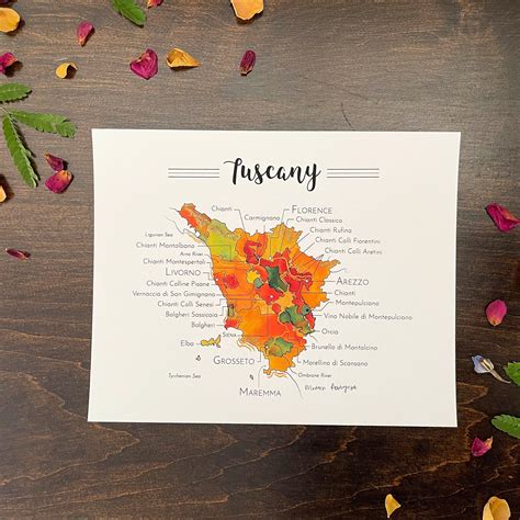 Tuscany Wine Map Print Modern Hobbyist