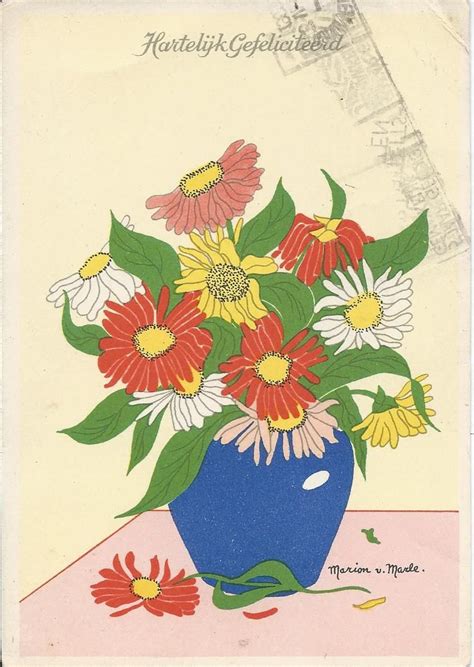 Vaas Met Bloemen Ill Marion Van Marle Zomaar Vintage