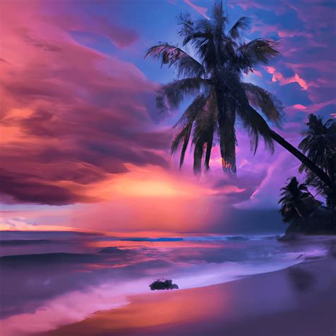 Beach Palm Tree Color Explosion Sky Graphic · Creative Fabrica