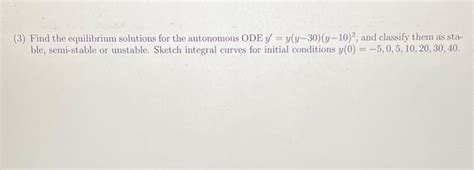 Solved (3) Find the equilibrium solutions for the autonomous | Chegg.com