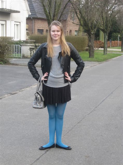 Blonde Butterflies Bright Blue Tights