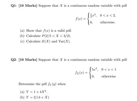 Solved Q Marks Suppose That X Is A Continuous Random Chegg