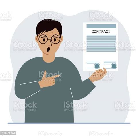 한 남자가 인감이있는 계약의 완성 된 샘플을 손에 들고 있습니다 경영자에 대한 스톡 벡터 아트 및 기타 이미지 경영자 계약서 금융 Istock