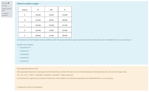 Estrutura E Análises Das Demonstrações Financeiras P1 Questão 8