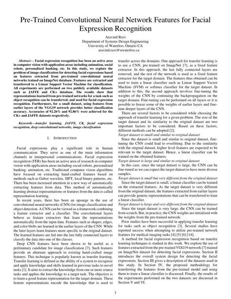 Pdf Pre Trained Convolutional Neural Network Features For Facial