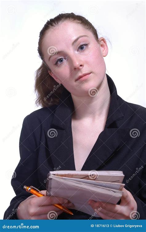The Girl With A Pen And A Notebook Stock Image Image Of Gnaw Neighbourhood 1871613