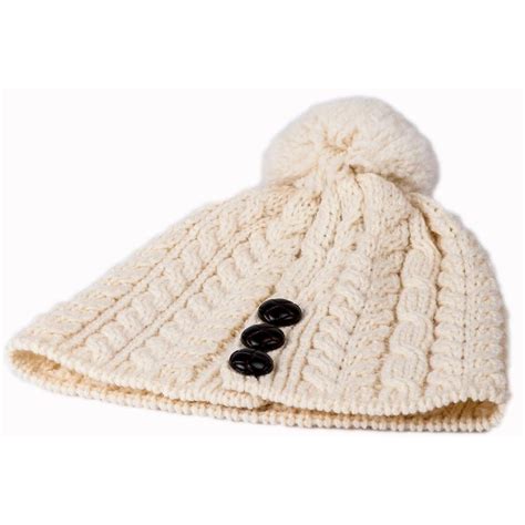 Aran Woollen Mills Aran Buttoned Hat White Clothing Caps Hats At