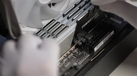 Closeup Cropped High Angle View Of Unrecognizable Computer Repairman