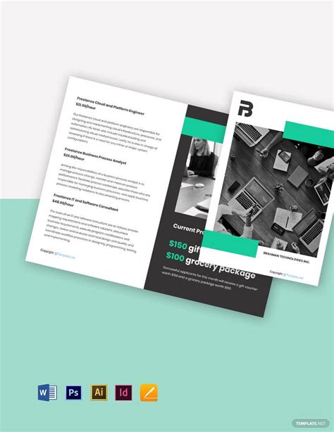 Simple Tri Fold Freelancer Brochure Template In Illustrator InDesign Pages Word Photoshop