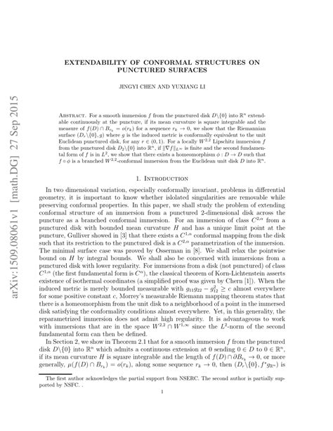 Pdf Extendability Of Conformal Structures On Punctured Surfaces