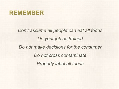 Food Allergen For Consumers In Hospitality PPTX