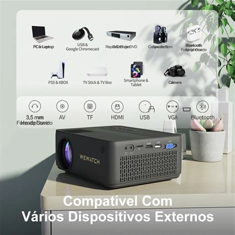 Projetor WEWATCH V Pro P WIFI E Bluetooth Jersu Indica Ofertas