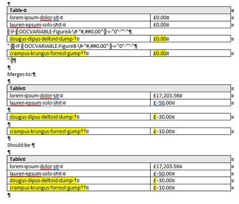 How Do I Remove The Space Between Tableslines Added With A Mergefield Conditional R