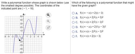 Solved Write A Polynomial Function Whose Graph Is Shown