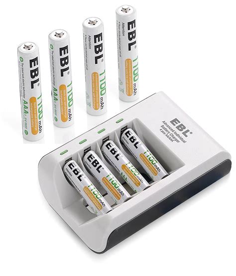 Ebl Rechargeable Aaa Batteries 8 Pack 1100mah With 4 Bay Battery
