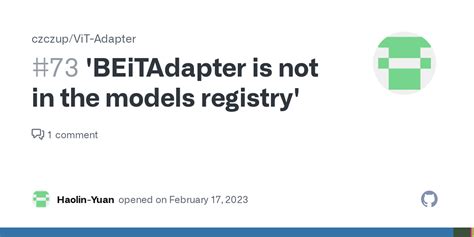 beitadapter is not in the models registry · issue 73 · czczup vit