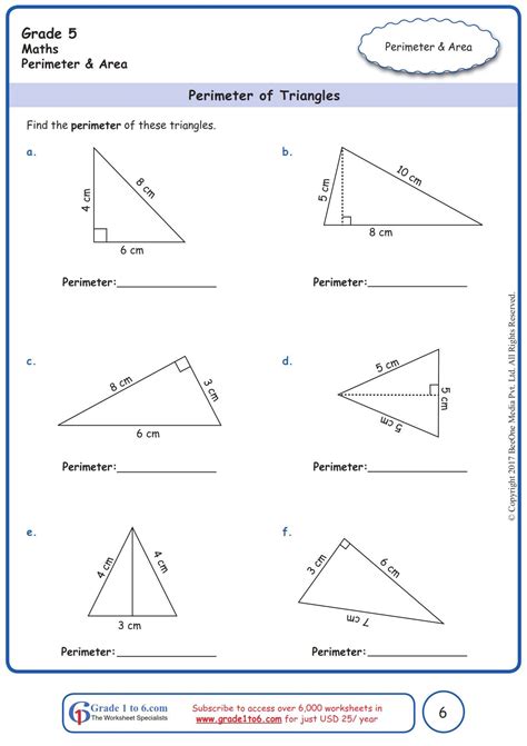 Area And Perimeter Of Triangles Worksheet