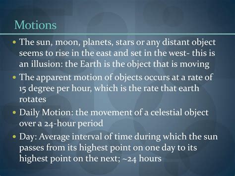 Ppt Apparent Motions Of The Celestial Objects Powerpoint Presentation