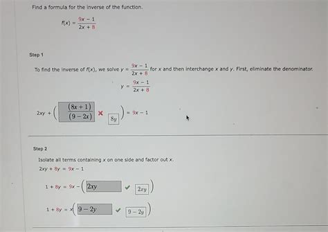 Solved Find A Formula For The Inverse Of The Function