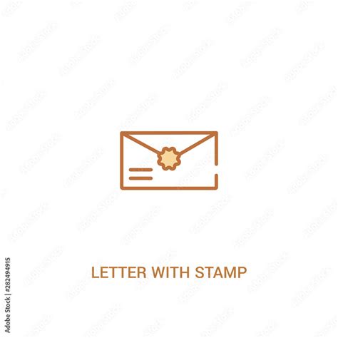 Letter With Stamp Concept 2 Colored Icon Simple Line Element Illustration Outline Brown Letter